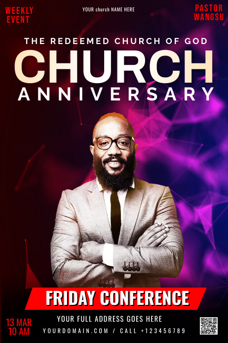 Modèle Black Maximalist Church Anniversary Ads Poste | PosterMyWall