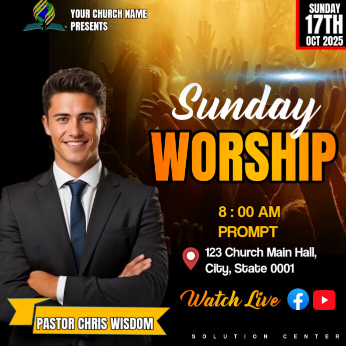 Black Maximalist Church Event Flyer Instagram Post Template | PosterMyWall