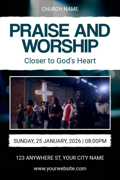 Black Maximalist Church Poster Template | PosterMyWall