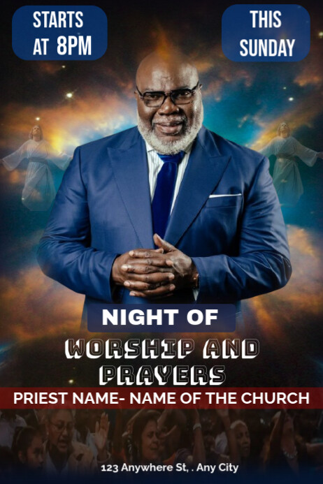 Black Maximalist Church Prayer And Worship Banner 4' × 6' Template | PosterMyWall