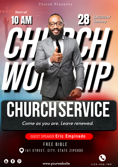 Black Maximalist Church Service A4 Template | PosterMyWall