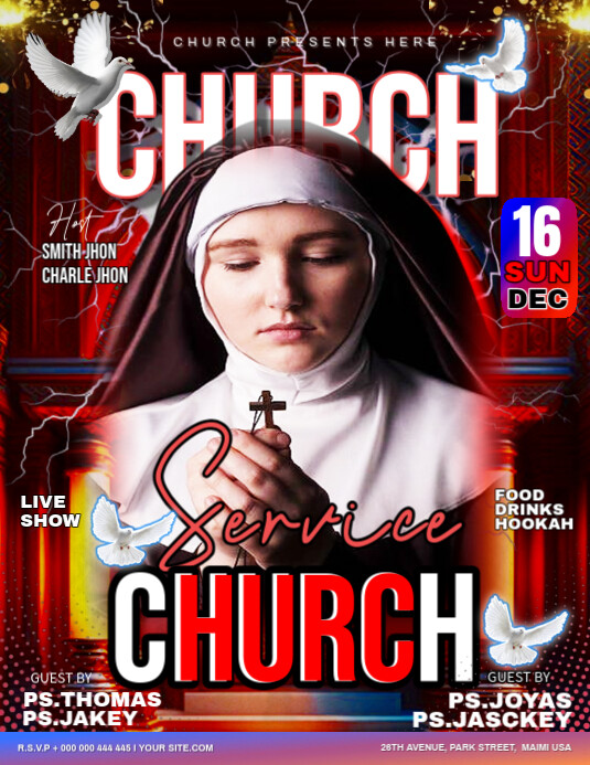 Black Maximalist Church Service Flyer (us Letter) Template | PosterMyWall