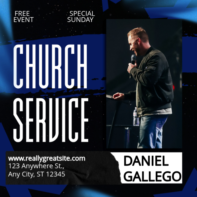 Black Maximalist Church Service Instagram Post Template | PosterMyWall