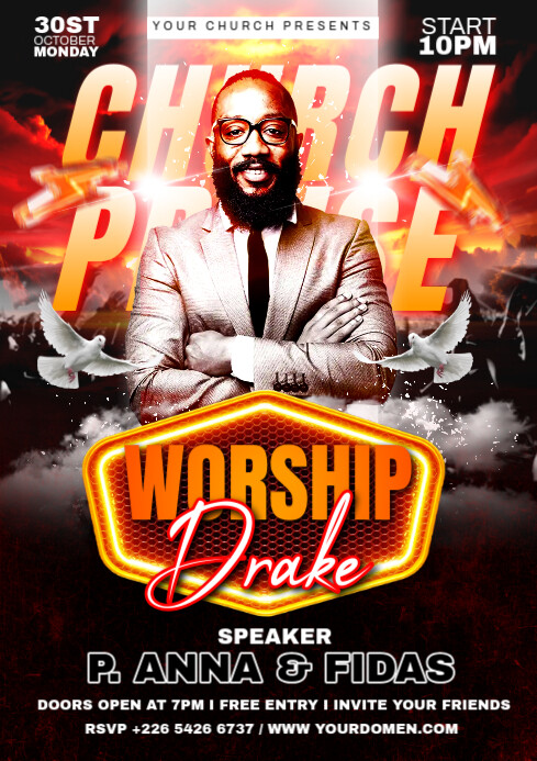 Copy of Black Maximalist Church Worship Flyer A4 | PosterMyWall