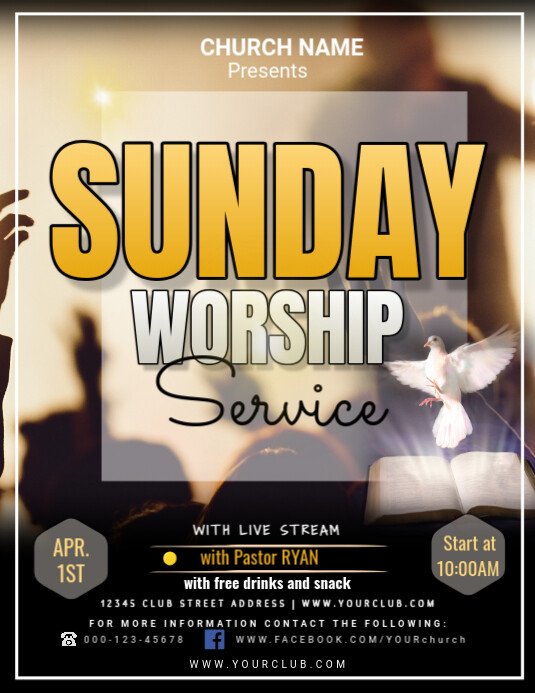 Black Maximalist Church Worship Service Flyer (us Letter) Template | PosterMyWall