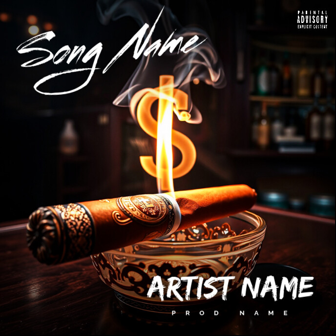 Black Maximalist Cigare Money Smoke Fire Album Cover Template ...