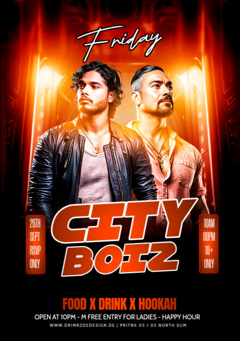 Black Maximalist City Boys Party Flyer A4 Template | PosterMyWall