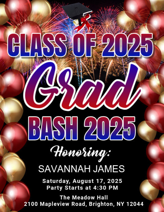 Black Maximalist Class Of 2025 Grad Bash Flyer Flyer (us Letter ...