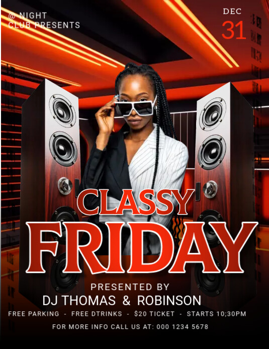 Black Maximalist Classy Friday Night Flyer ( Template | PosterMyWall