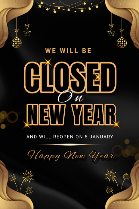 Plantilla de Black Maximalist Closed Announcement Poster | PosterMyWall