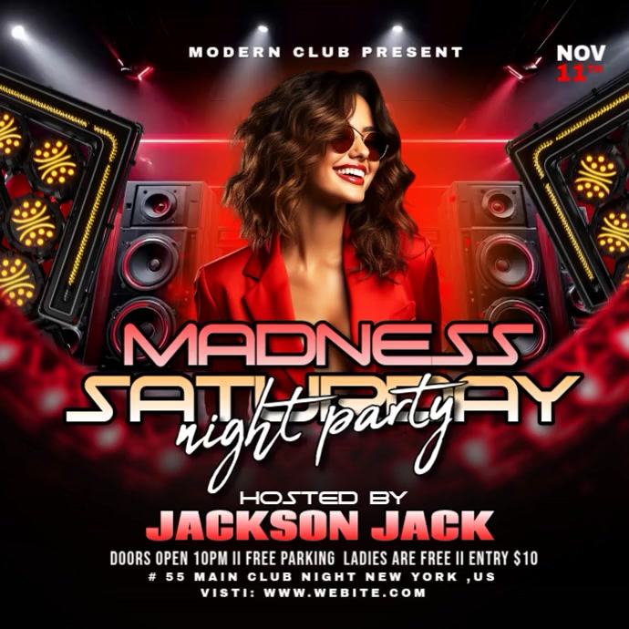Black Club Night Event Square Template | PosterMyWall