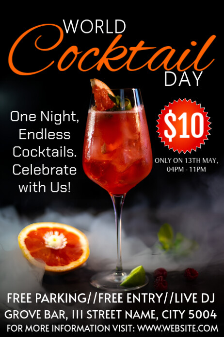 Black Maximalist Cocktail Ads Poster Template | PosterMyWall