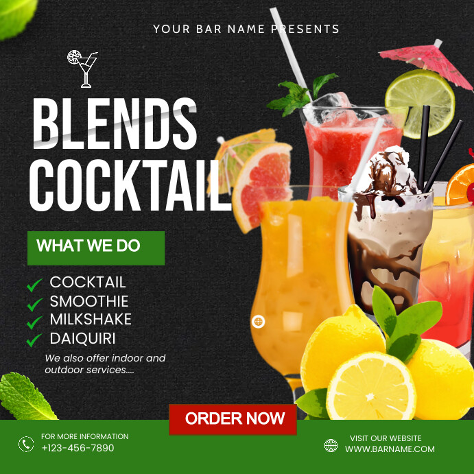 Plantilla de Black Maximalist Cocktail Bar Flyer Instagram | PosterMyWall