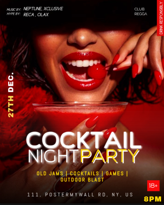 Black Maximalist Cocktail Night Instagram Portrait Template | PosterMyWall