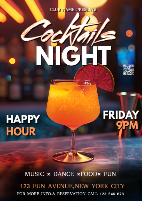 Black Maximalist Cocktails Night Party A2 Template | PosterMyWall