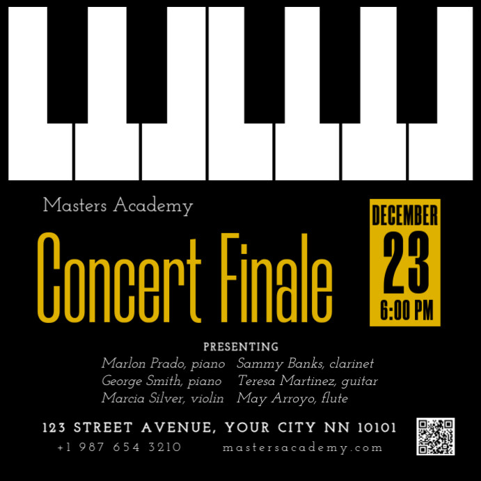 Modèle Black Maximalist Concert Finale Piano Recital Instagram Post ...