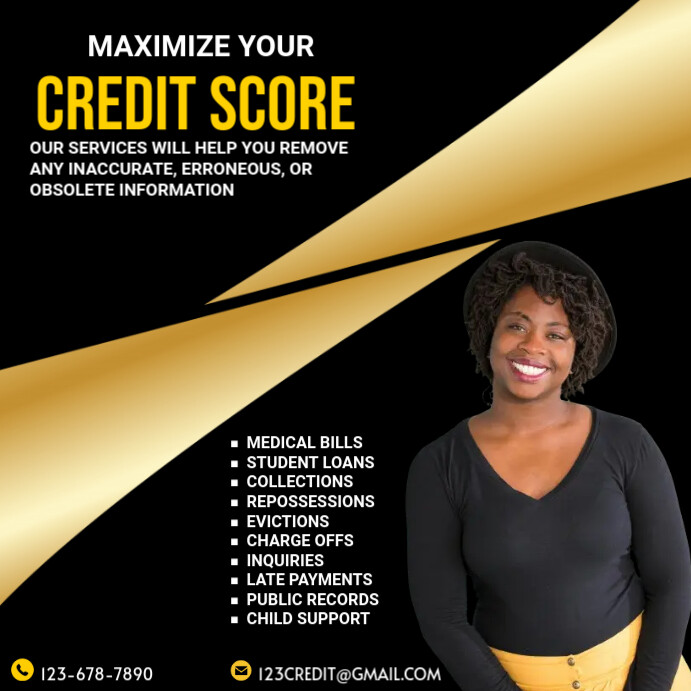 Black Maximalist Credit Score Instagram Post Template | PosterMyWall