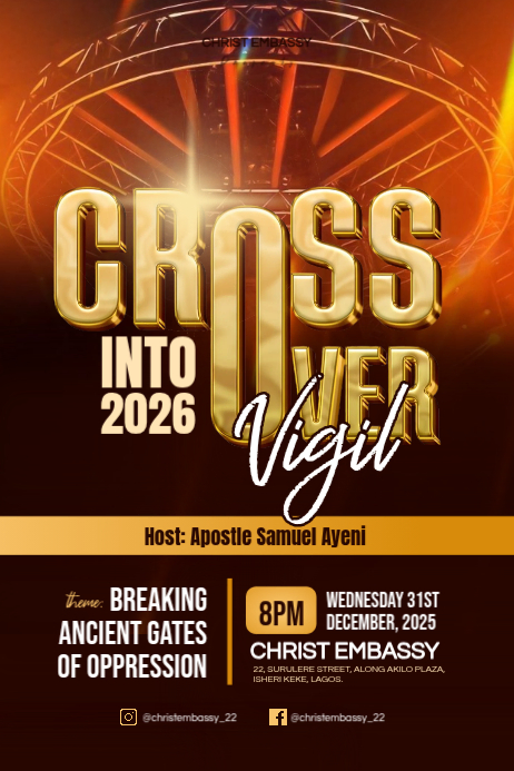Black Maximalist Cross Over Night Church Flyer Poster Template ...