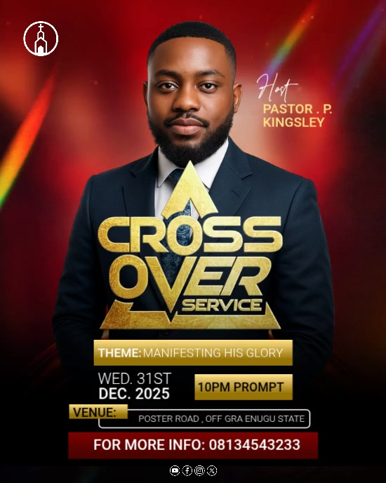 Black Maximalist Cross Over Night Church Service Flyer Template ...