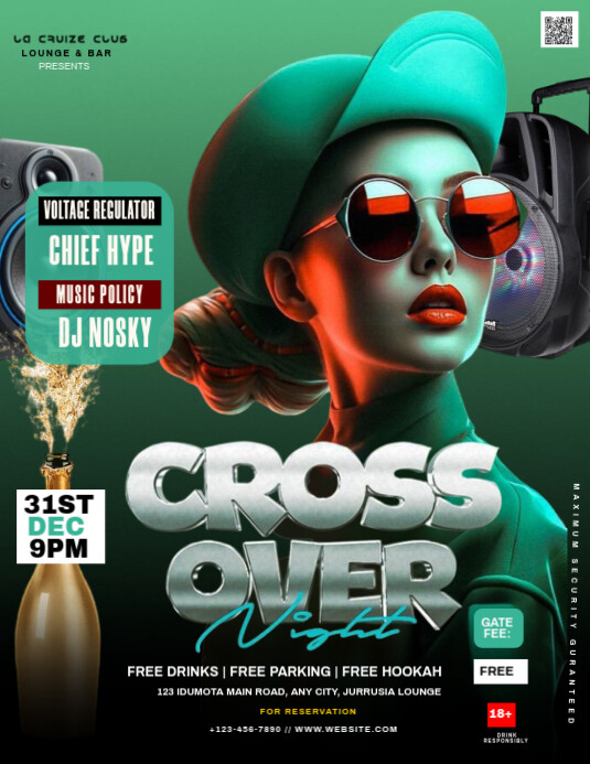 Black Maximalist Cross Over Night Party Flyer (us Letter) Template ...