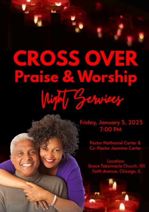 Copy of Black Maximalist Cross Over Praise Worship A5 | PosterMyWall