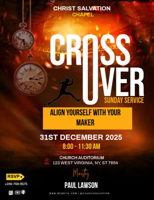 Black Maximalist Crossover Night Service Flyer (us Letter) Template ...