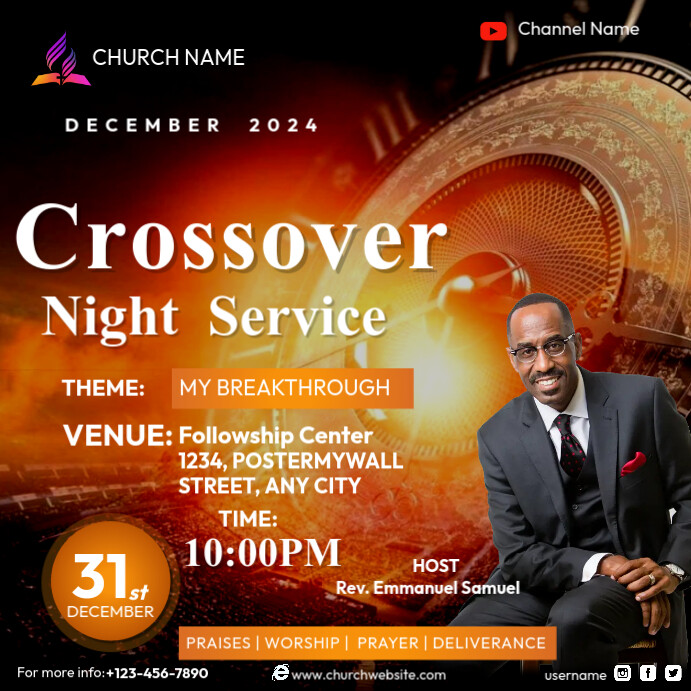 Copy of Black Maximalist Crossover Night Service Template Flyer Square ...