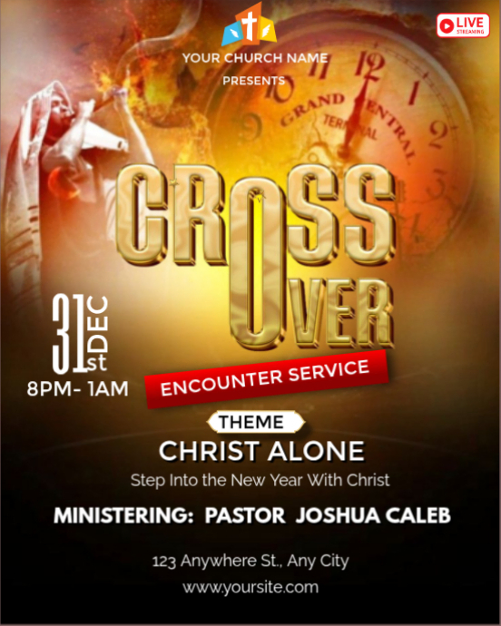 Black Maximalist Crossover Night Worship Flyer Instagram Portrait ...