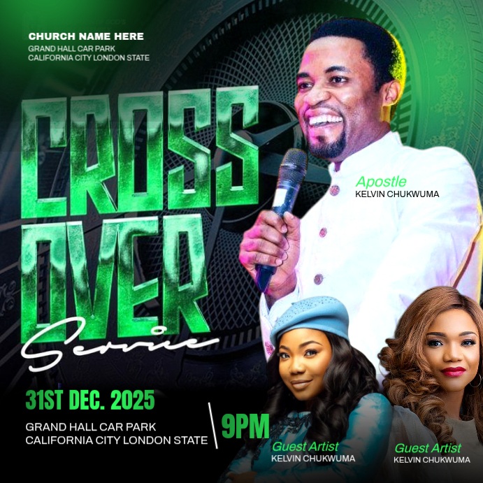 Copy of Black Maximalist Crossover Service Invitation Template ...