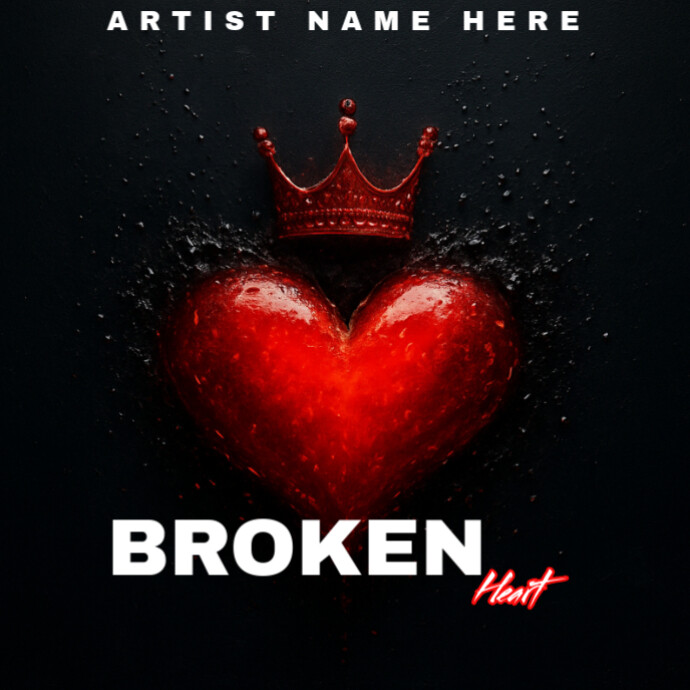 Black Maximalist Crowned Red Heart With Fiery Glow Album Cover Template ...