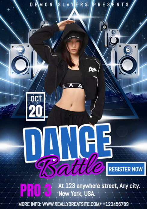 Black Maximalist Dance Battle Flyer A4 Template | PosterMyWall