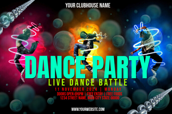 Black Maximalist Dance Battle Poster Template | PosterMyWall
