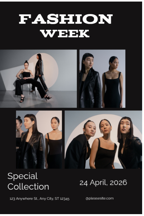 Black Maximalist Dark Brown Photo Collage Fashion Week Poster Poster ...