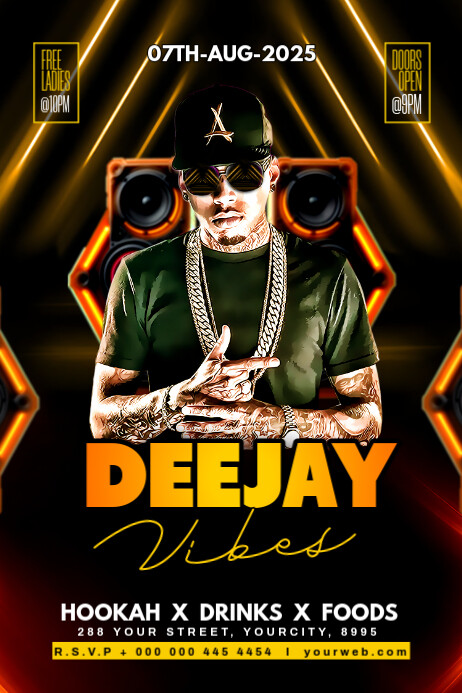 Copy of Black Maximalist Deejay Vibes Banner 4' × 6' | PosterMyWall