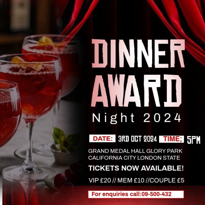 Black Maximalist Dinner And Award Night 2024 Instagram Post Template ...