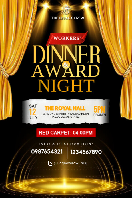 Black Maximalist Dinner And Award Night Poster Template | PosterMyWall