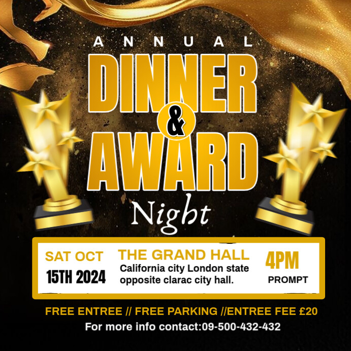 Copy of Black Maximalist Dinner And Award Night Template Design Instagram Post | PosterMyWall