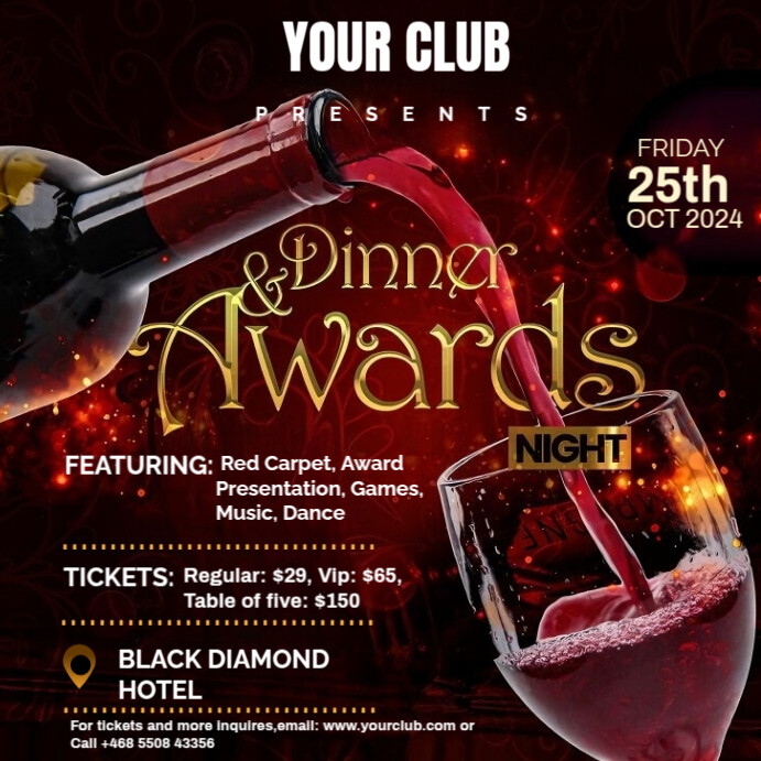 Modèle Black Maximalist Dinner And Awards Night Instagram Post | PosterMyWall