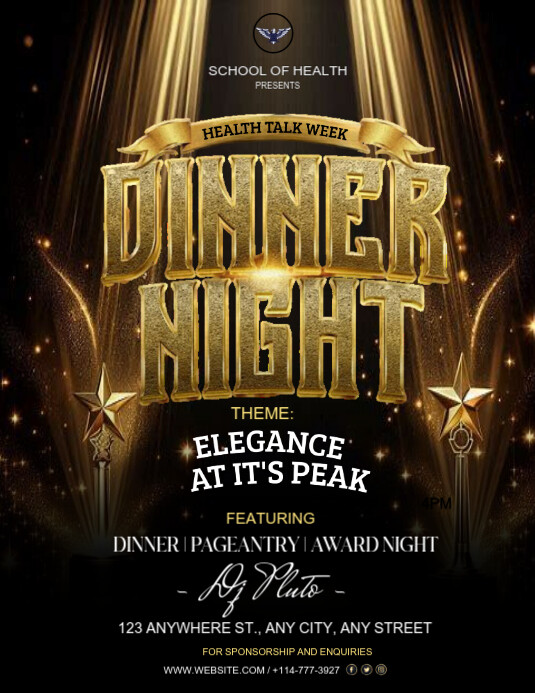 Black Maximalist Dinner Night Flyer (us Letter) Template | PosterMyWall