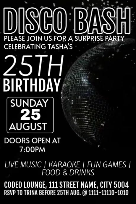 Black Maximalist Disco Bash Party Poster Template | PosterMyWall