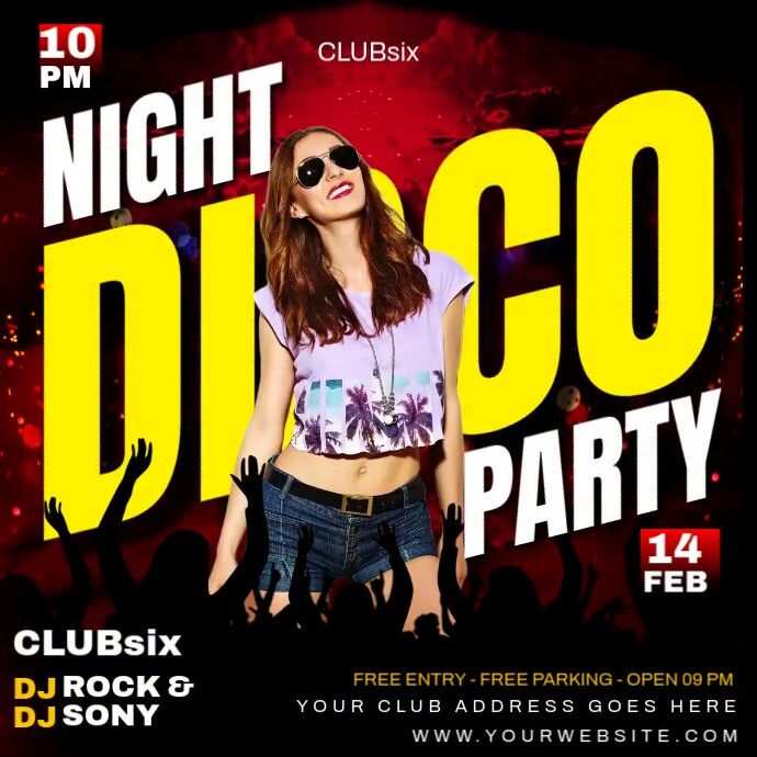 Black Maximalist Disco Night Instagram Post Template | PosterMyWall