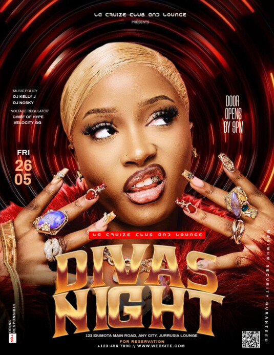 Black Maximalist Divas Night Flyer (us Letter) Template | PosterMyWall