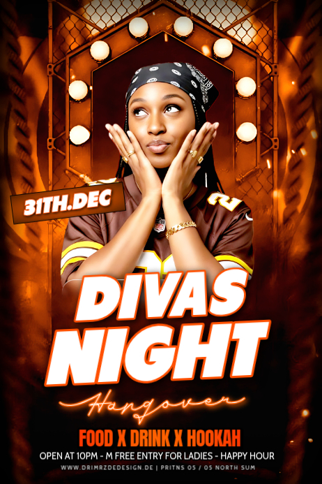 Black Maximalist Divas Night Party Flyer Banner 4' × 6' Template ...