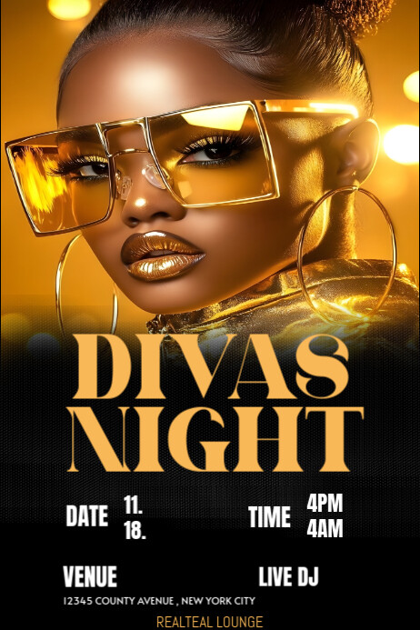 Black Maximalist Divas Night Party Flyer Poster Template | PosterMyWall