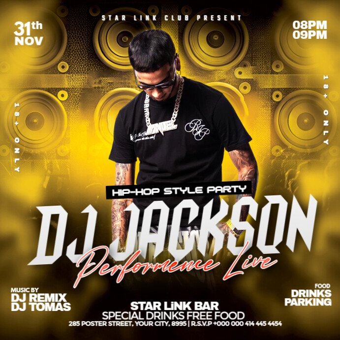 Black Maximalist Dj Club Bar Party Concert Ad Instagram Post Template ...