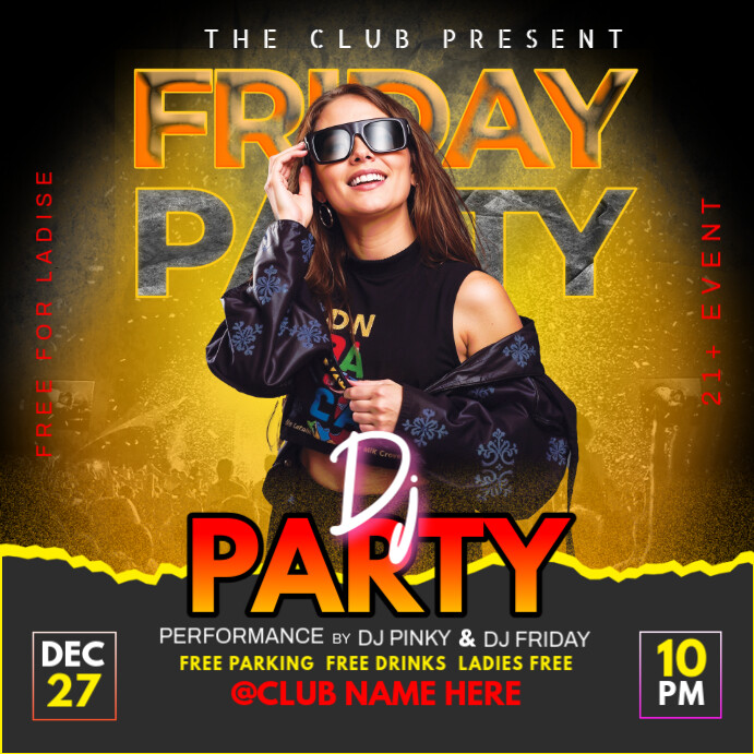 Copy of Black Maximalist Dj Friday Party Instagram Post | PosterMyWall