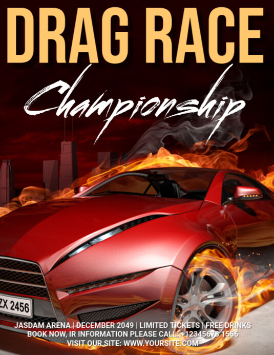Black Maximalist Drag Car Championship Flyer (us Letter) Template ...