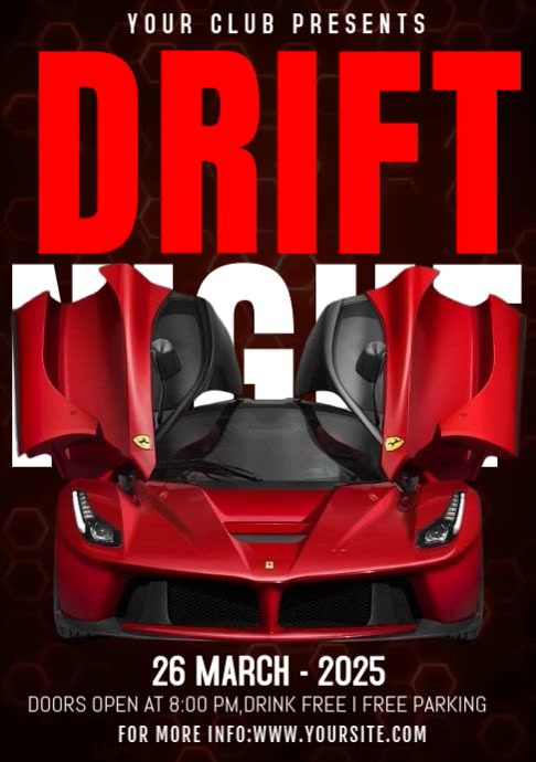 Black Maximalist Drift Night A4 Template | PosterMyWall