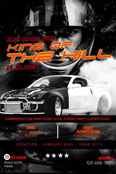 Plantilla de Black Maximalist Drift Racing Event Poster | PosterMyWall