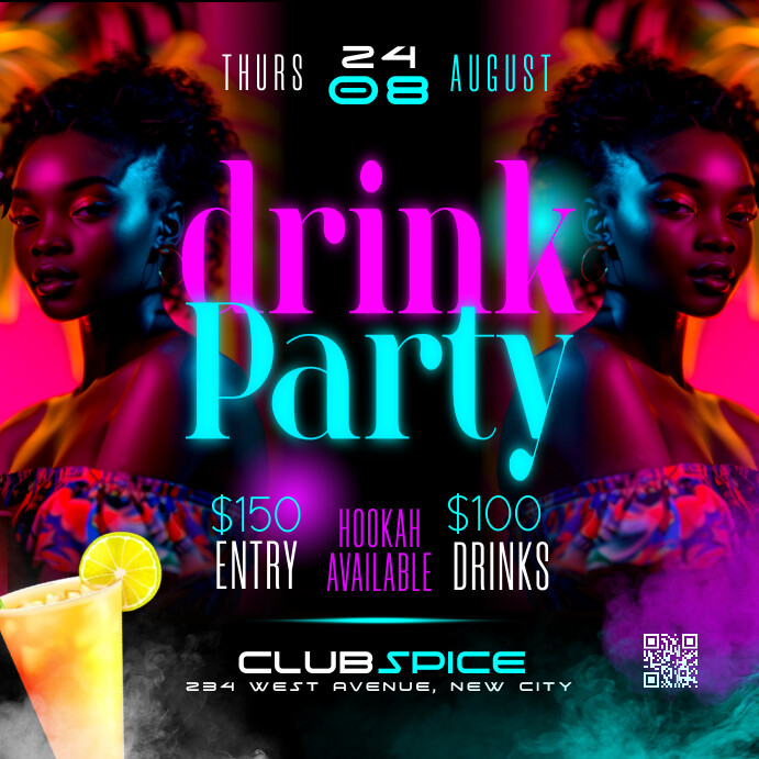 Copy of Black Maximalist Drink Party Night Club Insta | PosterMyWall